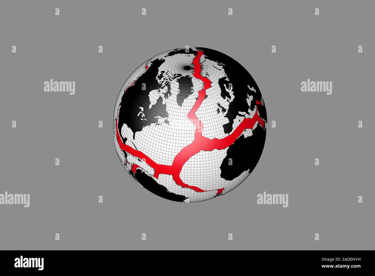 Earth's tectonic plates, illustration. There are seven primary tectonic ...