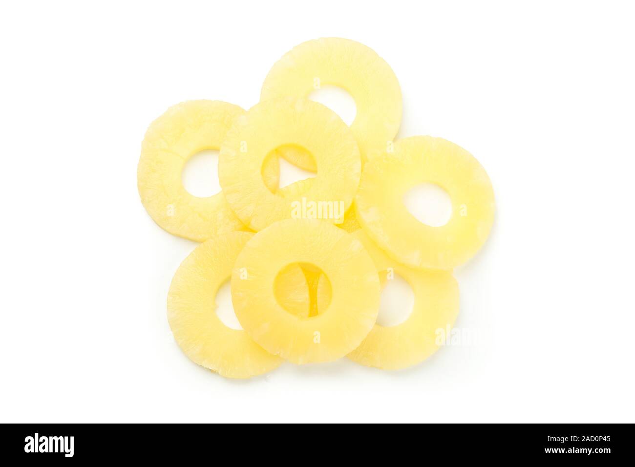 Pineapple rings isolated on white background, top view Stock Photo - Alamy