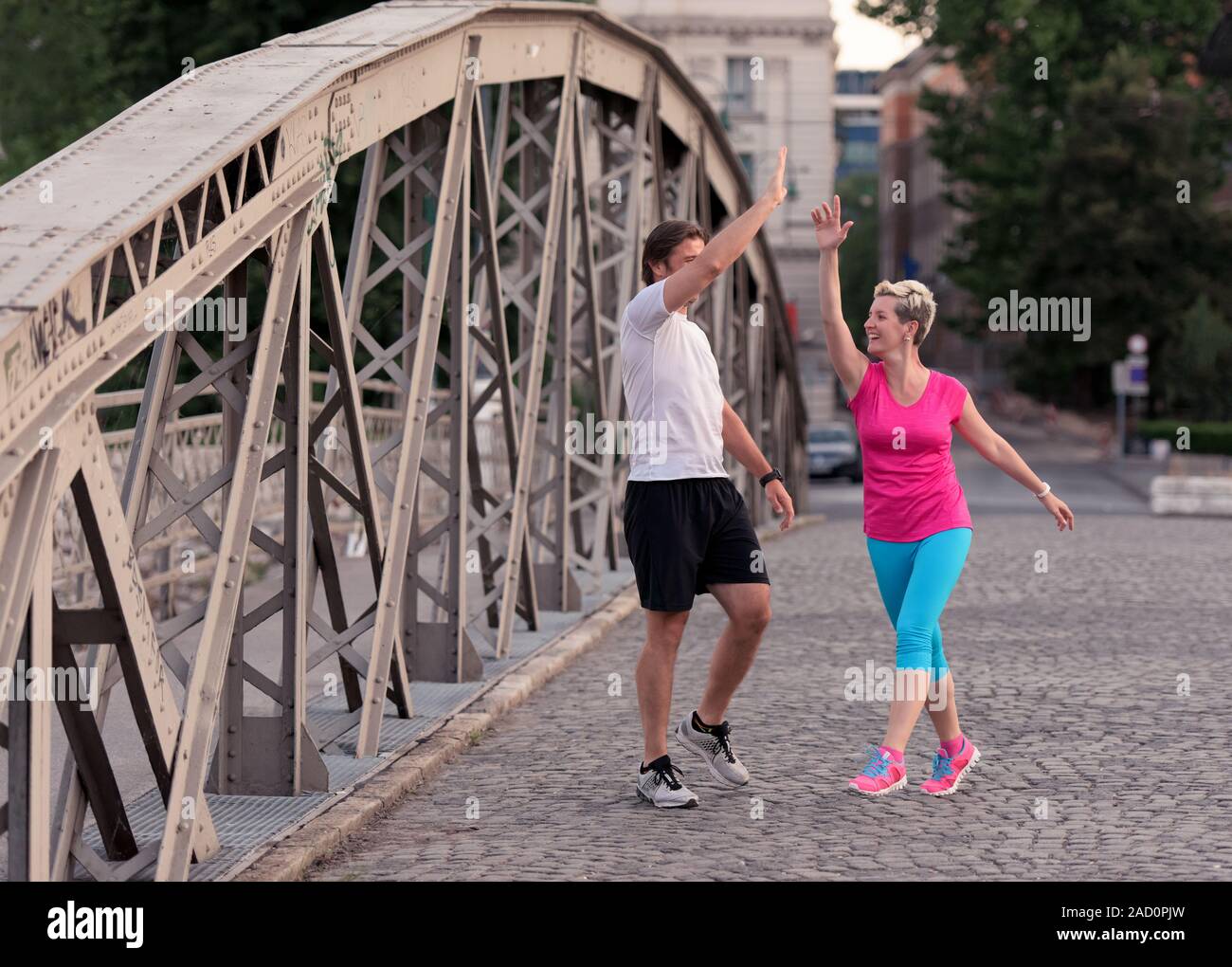 couple congratulate and happy to finish Stock Photo - Alamy