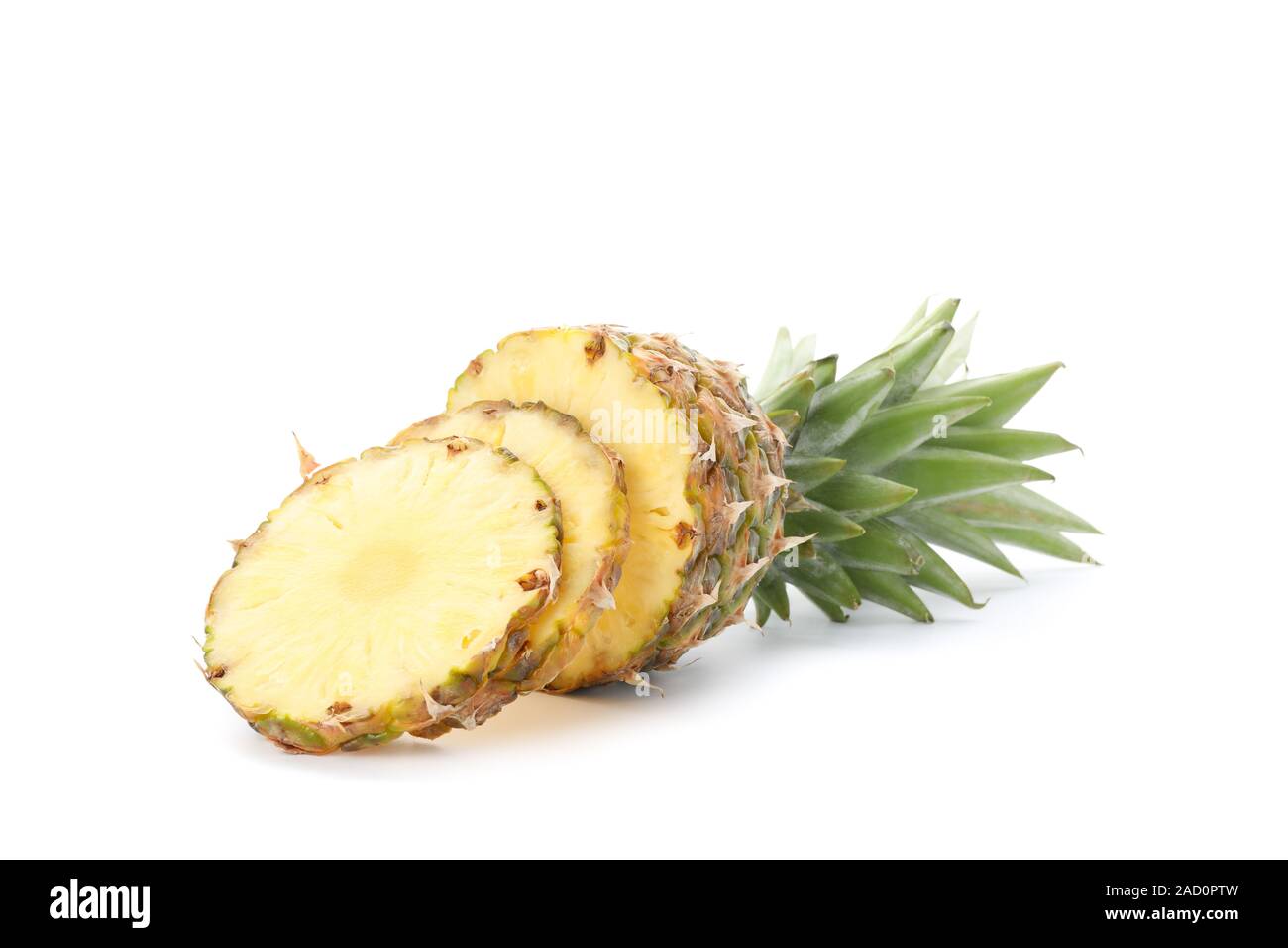 Cutted pineapple and slices isolated on white background Stock Photo ...