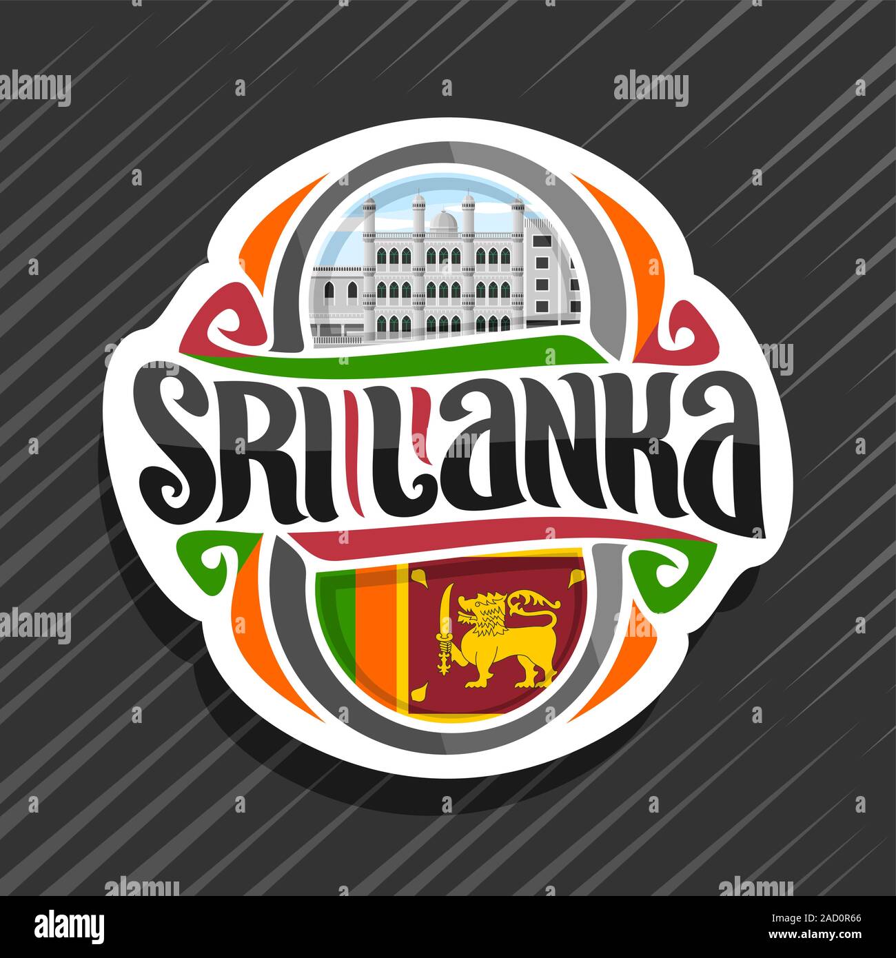 Vector logo for Sri Lanka country, fridge magnet with sri lankan state ...