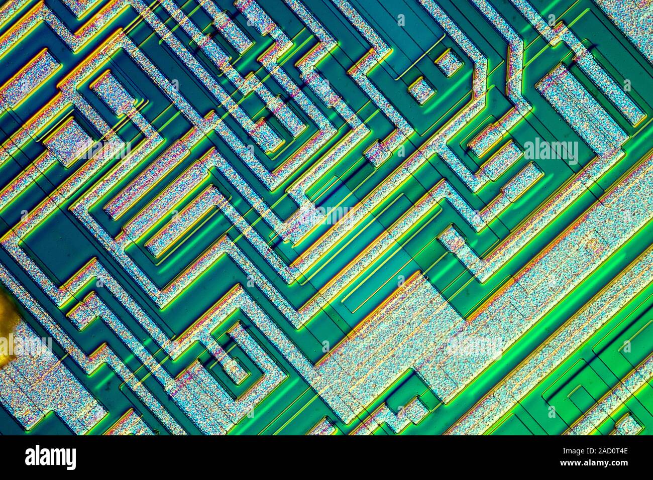 Computer microprocessor chip. Light micrograph of a detail of a ...