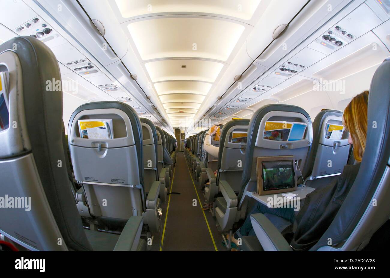 Interior of a passenger airliner Stock Photo - Alamy