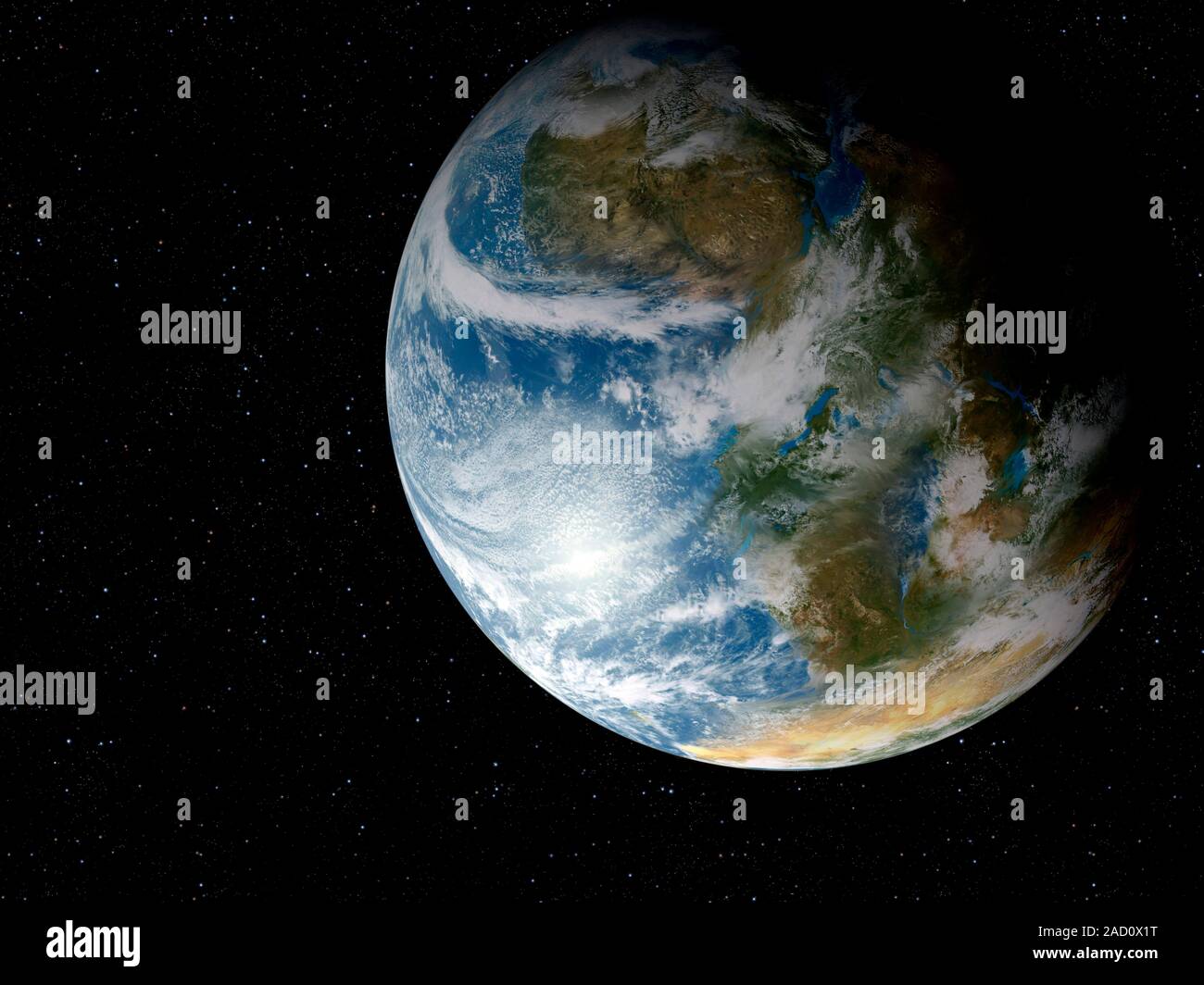 Earth-like alien planet. Computer illustration of an Earth-like alien ... Earth-like alien planet. Computer illustration of an Earth-like alien ...