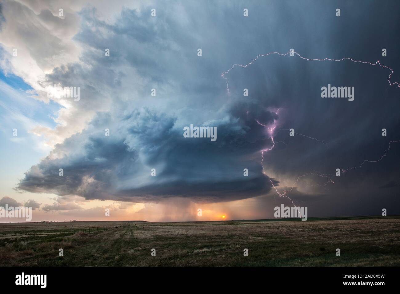 Thunderstorm. View of lightning strikes during a thunderstorm ...