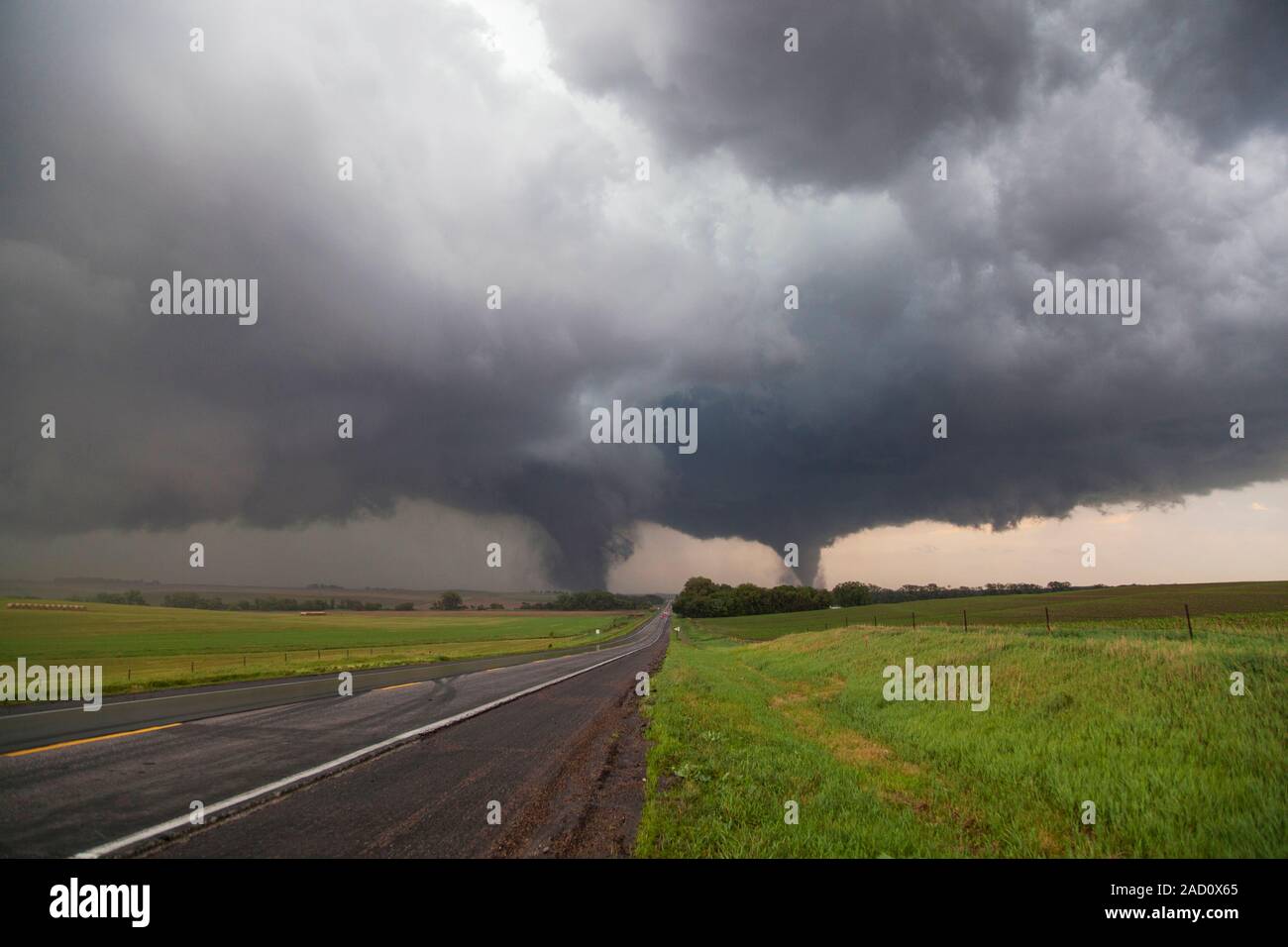 Twin tornados. View of two EF4 rated tornados on the ground at the same ...