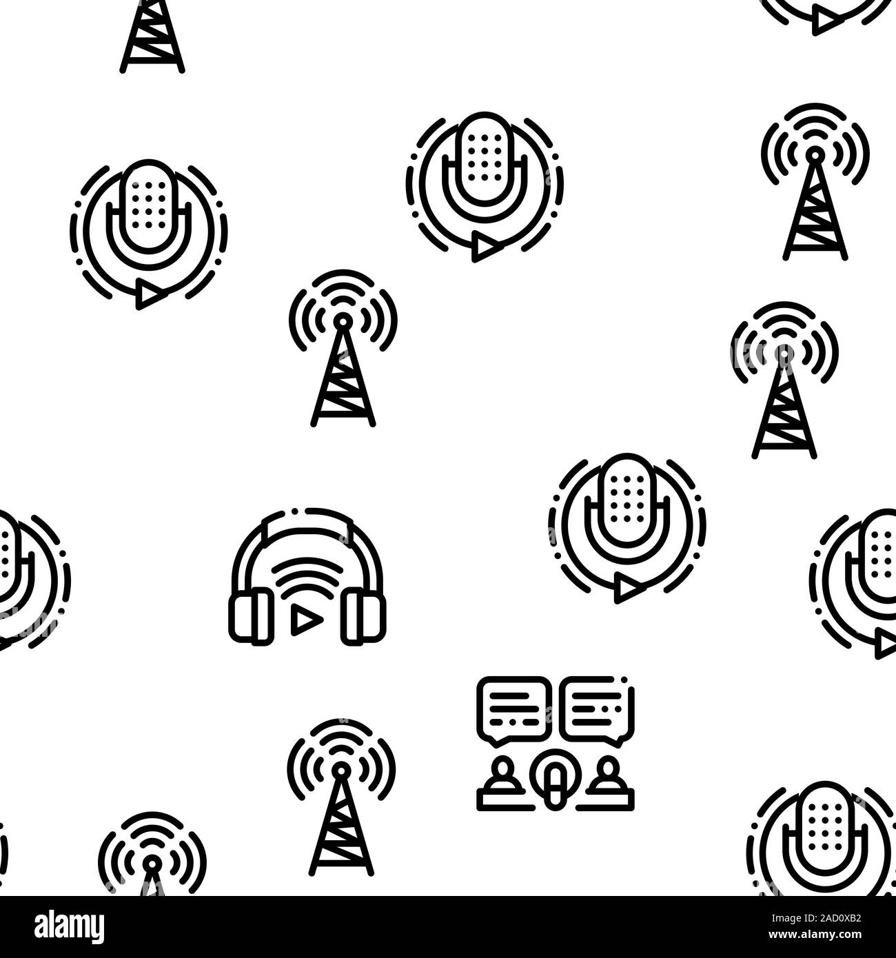 Podcast And Radio Seamless Pattern Vector Stock Vector Image & Art - Alamy