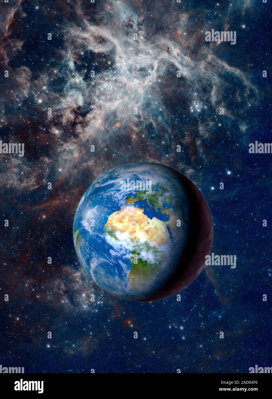 Earth from space. Computer illustration of the Earth viewed from space ...