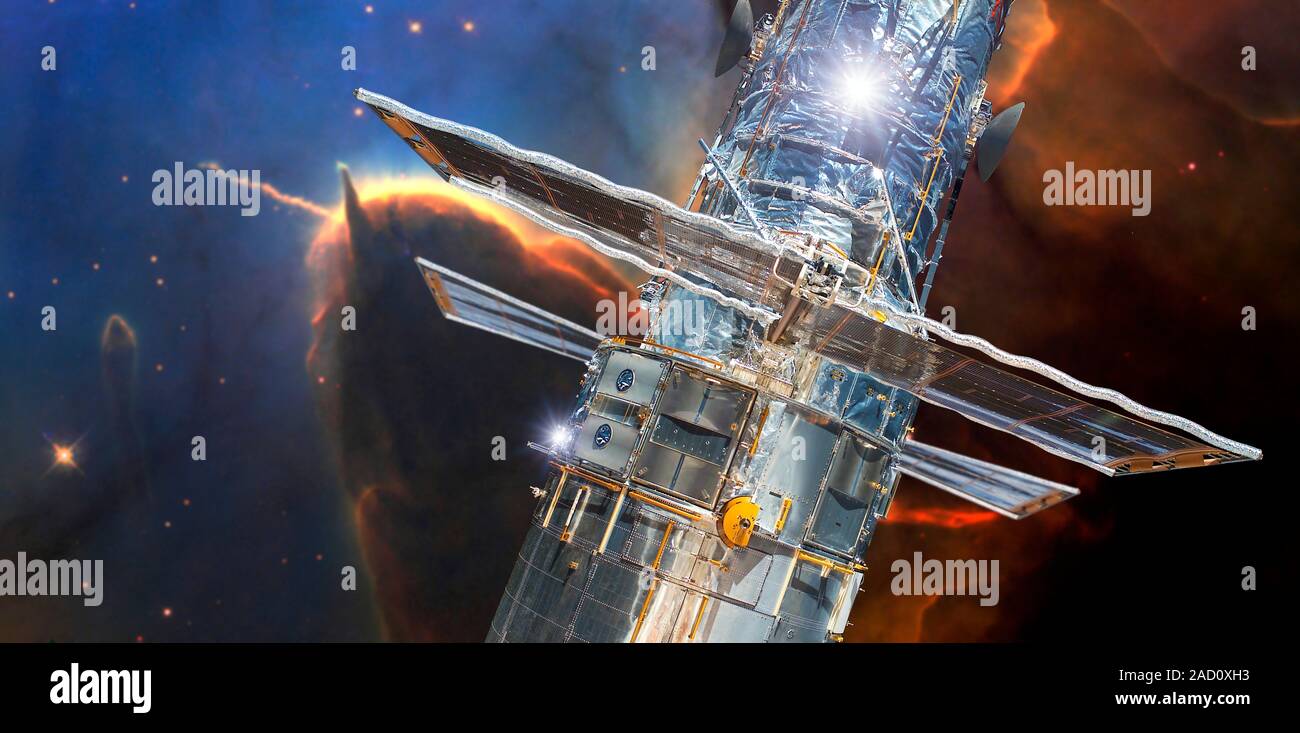 Hubble Space Telescope. Computer illustration of the Hubble Space ...