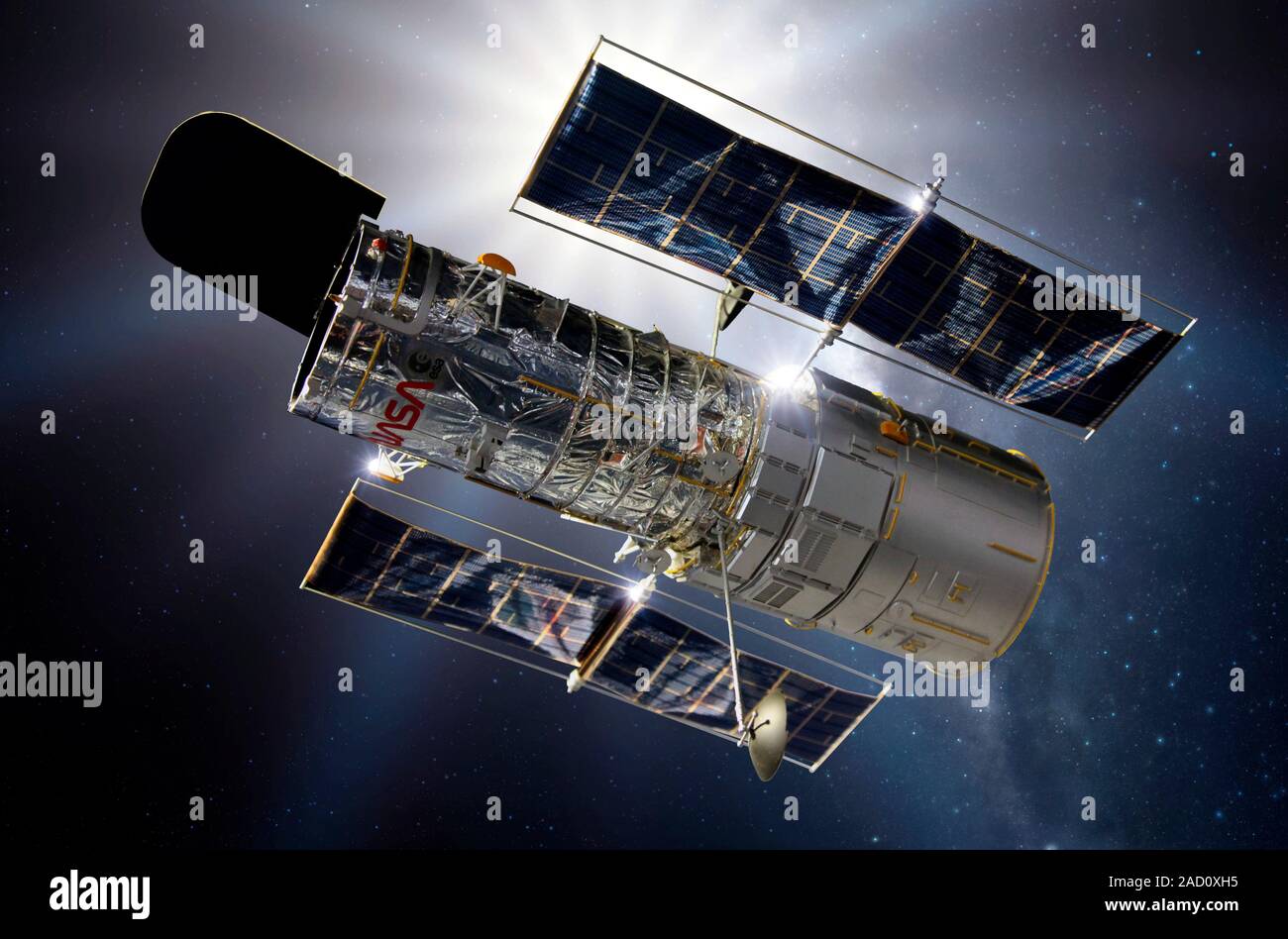 Hubble Space Telescope. Computer illustration of the Hubble Space ...