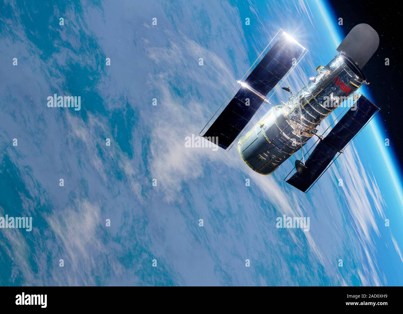 Hubble Space Telescope. Computer illustration of the Hubble Space ...