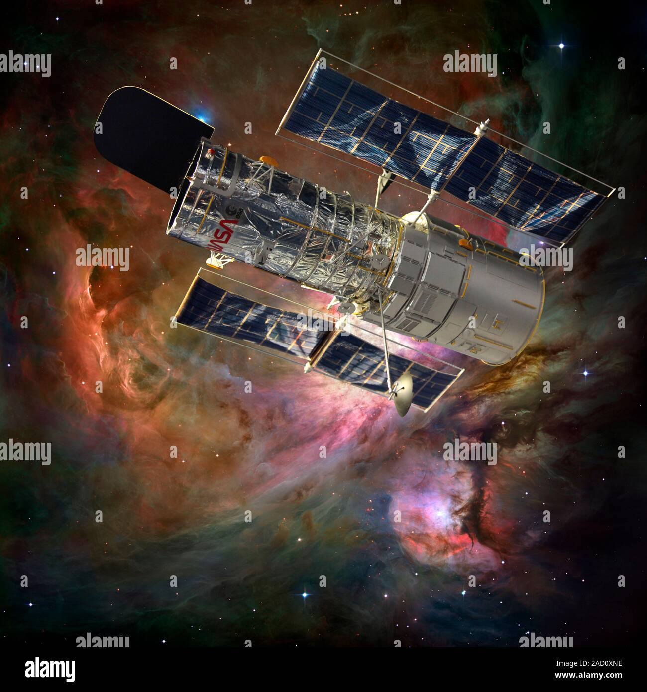Hubble Space Telescope. Computer illustration of the Hubble Space ...