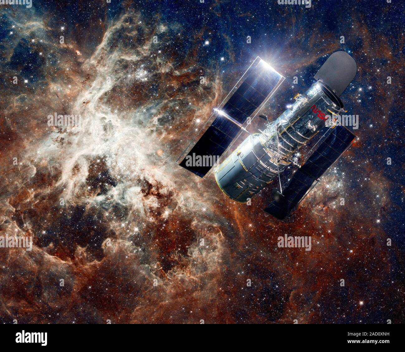Hubble Space Telescope. Computer illustration of the Hubble Space ...