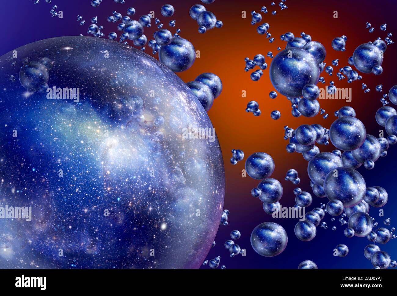 Bubble universes. Computer illustration of multiple 'bubble' universes ...