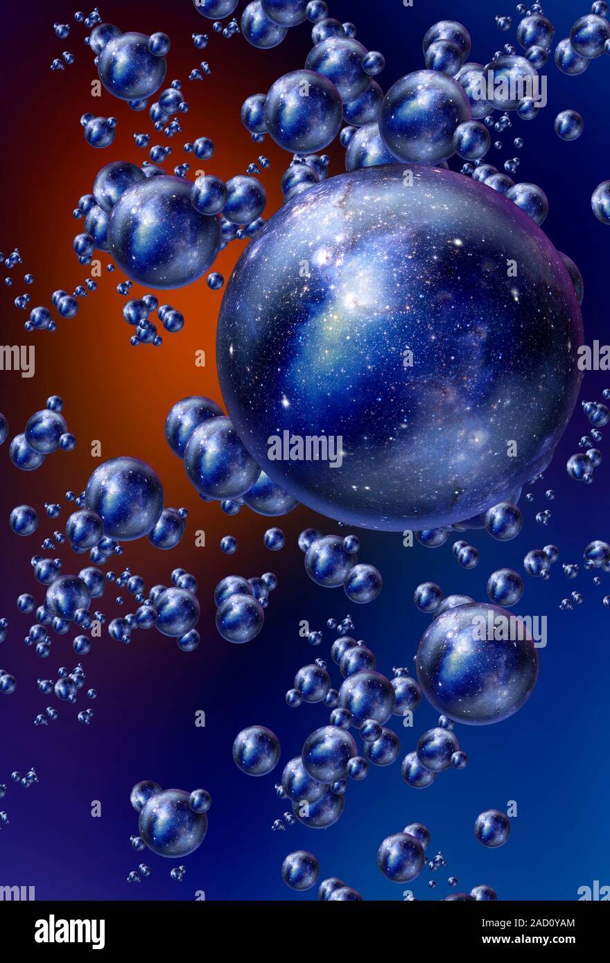 Bubble universes. Computer illustration of multiple 'bubble' universes ...