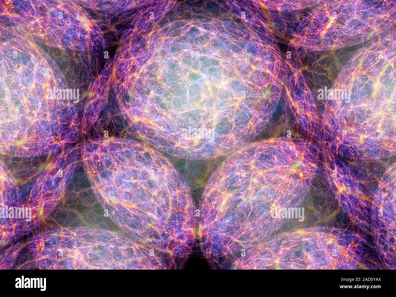 Bubble universes. Computer illustration of multiple 'bubble' universes ...