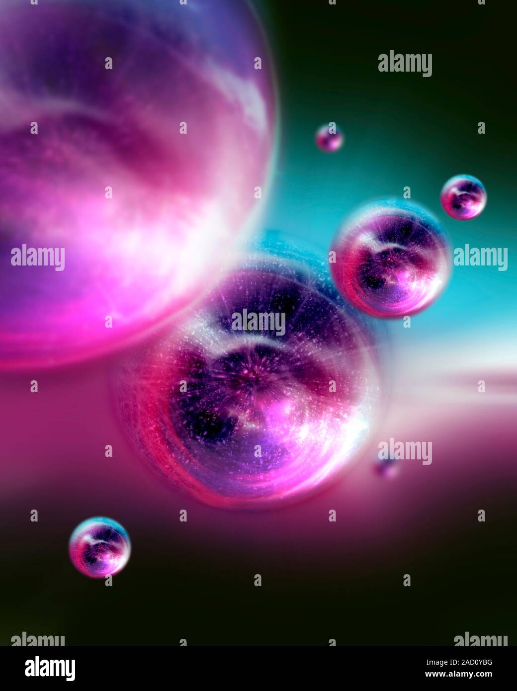 Bubble universes. Computer illustration of multiple 'bubble' universes ...