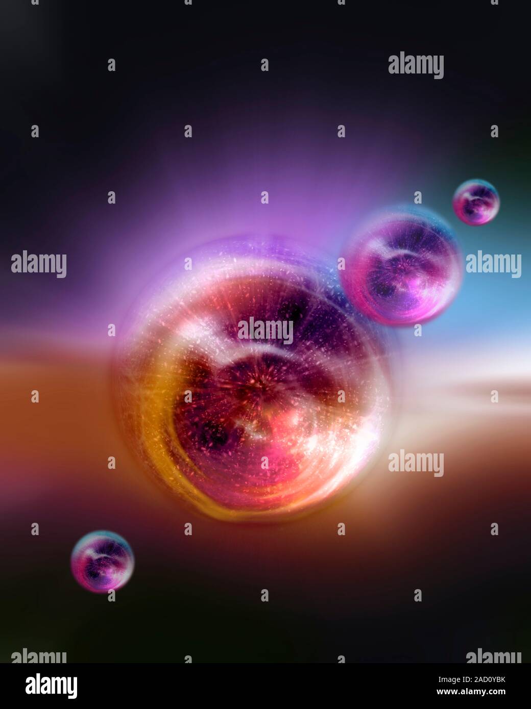 Bubble universes. Computer illustration of multiple 'bubble' universes ...