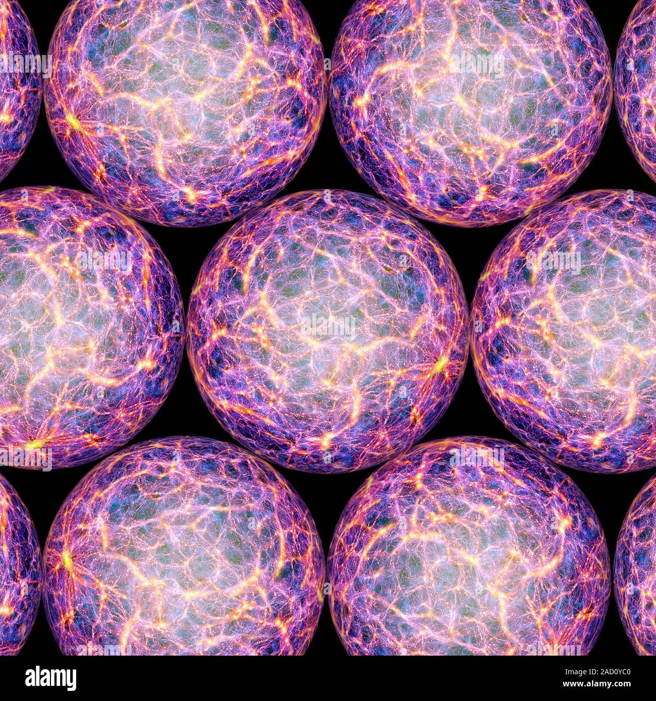 Bubble universes. Computer illustration of multiple 'bubble' universes ...