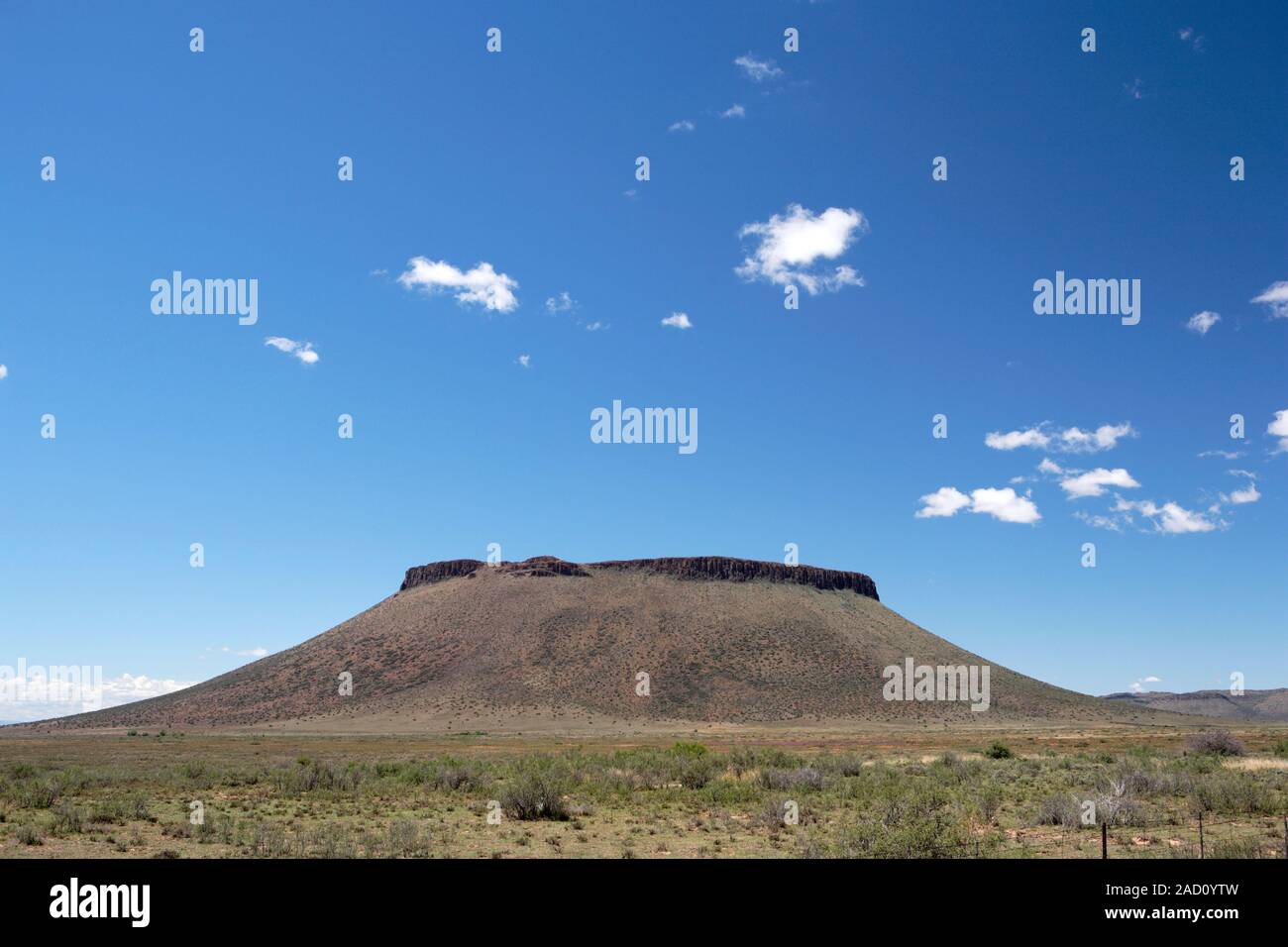 Desert koppie. View of a typical koppie (flat topped hill) in the Karoo ...