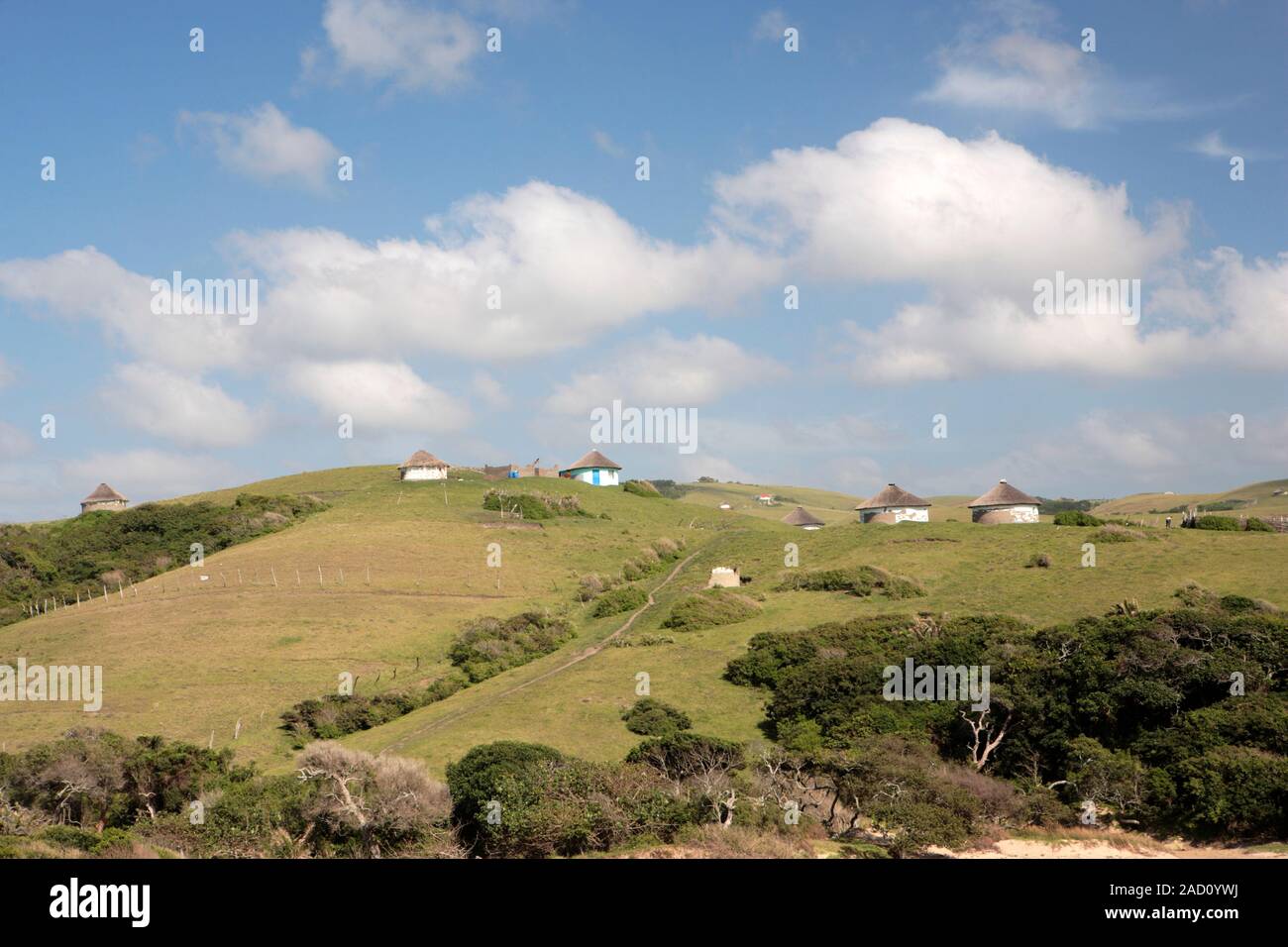 Xhosa huts. Traditional Xhosa huts on a hillside. The Xhosa are one of ...