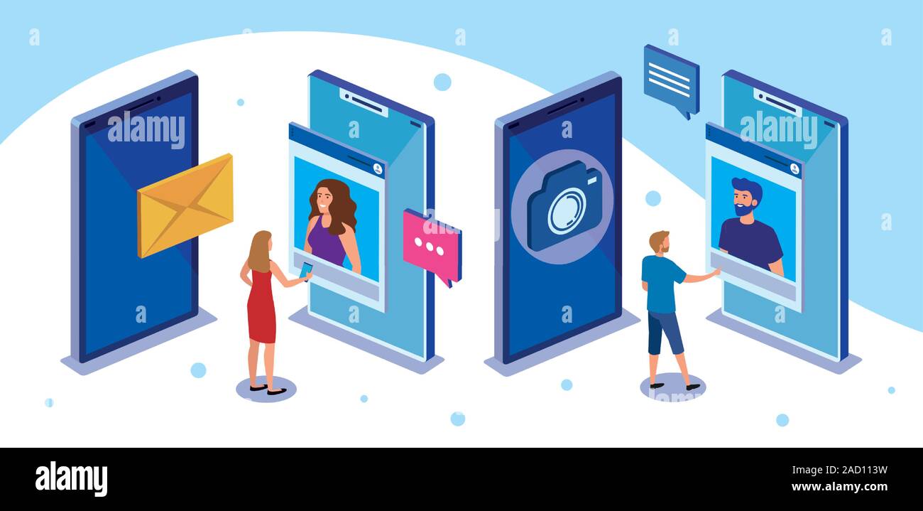 Isometric smartphones and people vector design Stock Vector Image & Art ...