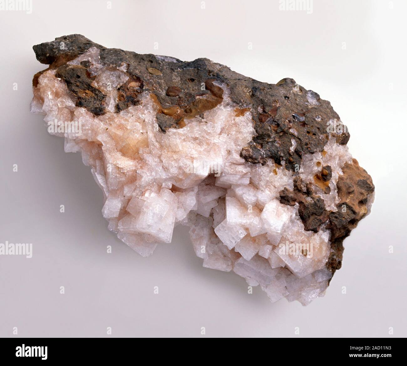 Pink-white chabazite crystals in basalt groundmass Stock Photo - Alamy