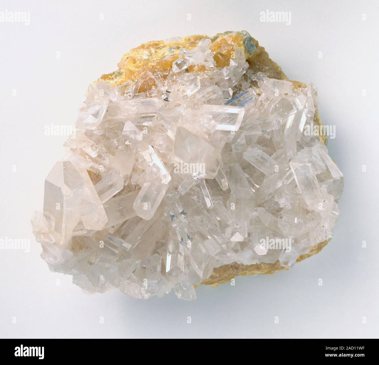 Celestine crystals in sulphur groundmass, close-up Stock Photo - Alamy
