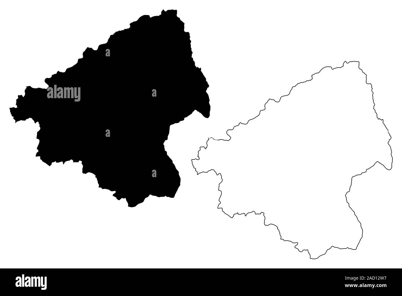 Elbasan County (Republic of Albania) map vector illustration, scribble ...
