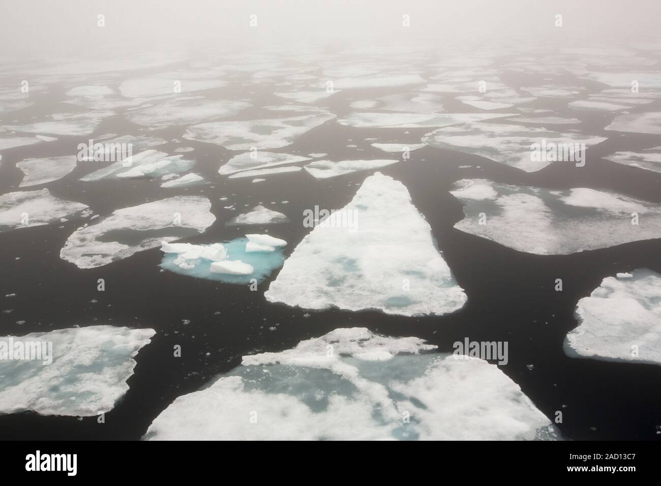 Rotten sea ice at over 80 degrees North off the north coast of Svalbard ...