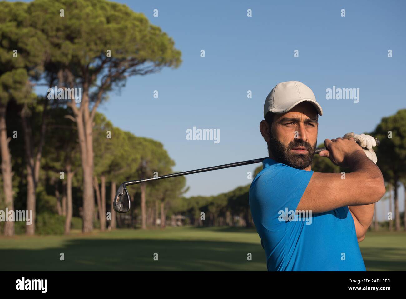 golf player hitting shot Stock Photo - Alamy