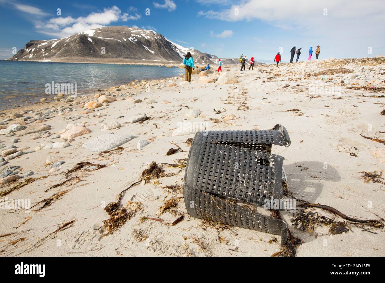Plastic rubbish on a remote beach in Northern Svalbard, only about 600 ...