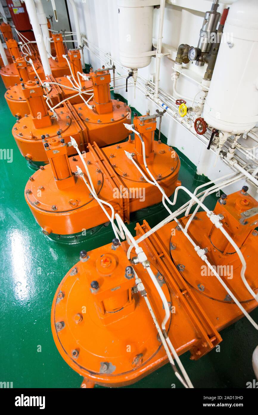 The engine room on the Russian research vessel, Academic Sergey Vavilov ...
