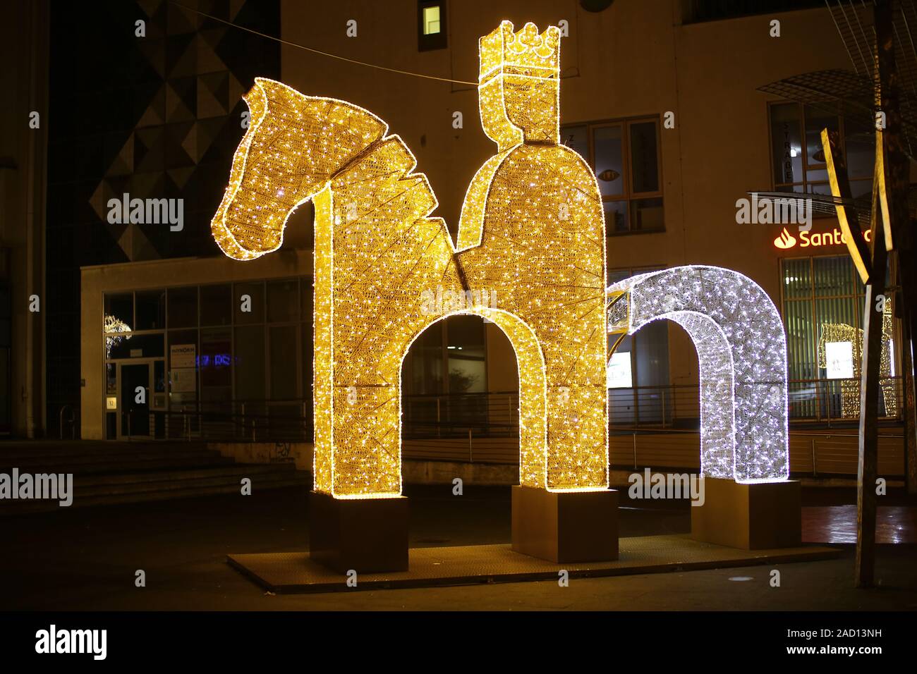 MAGDEBURG, GERMANY - DEC 02 2019 : The city of Magdeburg is decorated ...