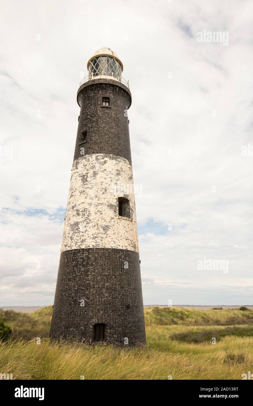 The lighthouse on Spurn Point, which is a long sea spit on Yorkshire's ...