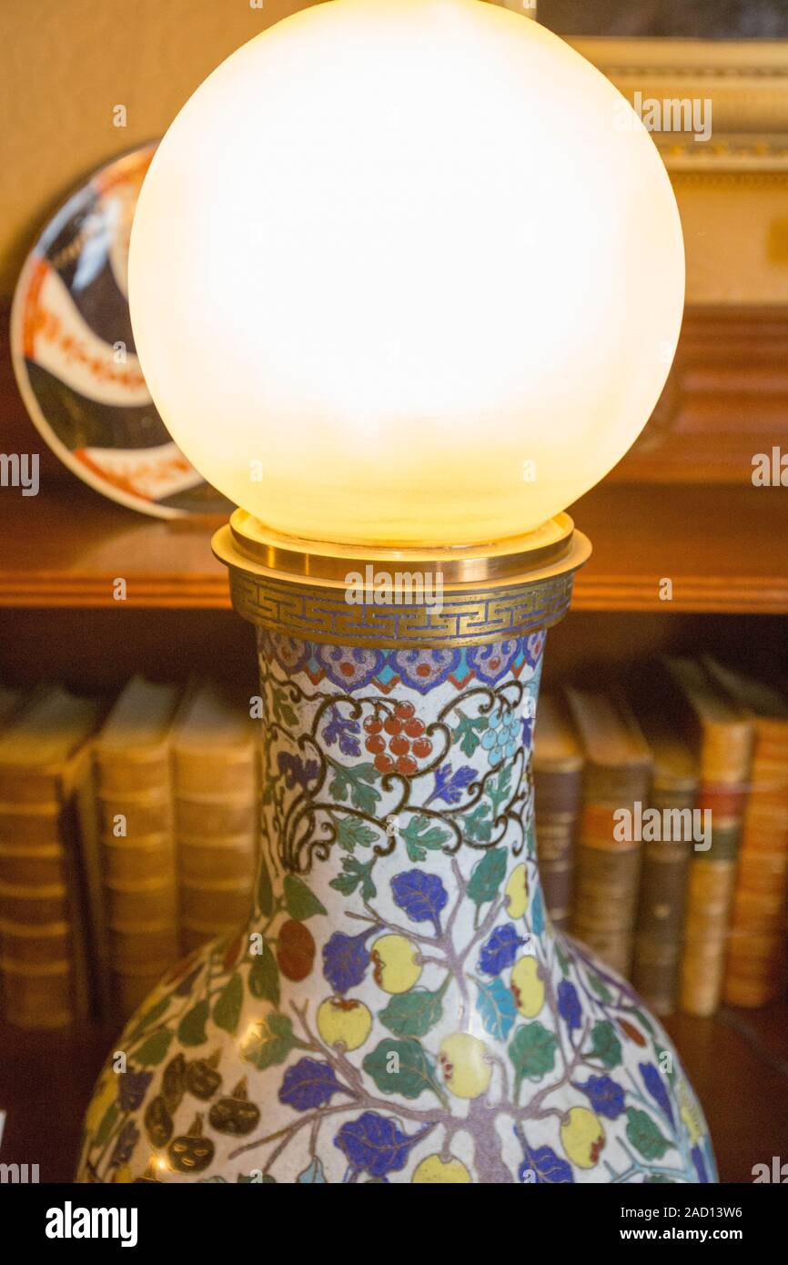 An old electric lamp, the first in the world to use the newly invented ...