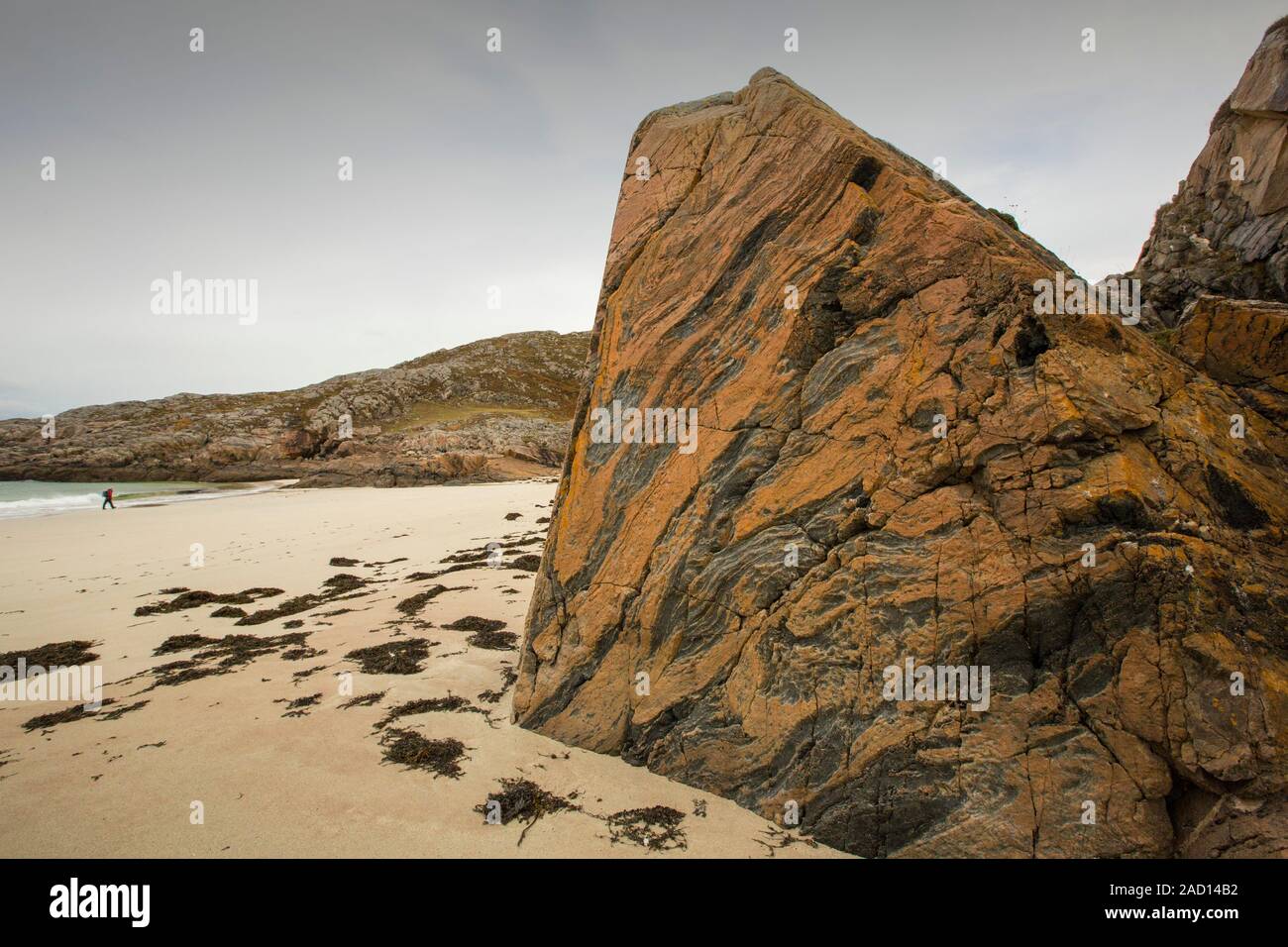 Lewisian Gneiss, some of the oldest rocks in the world at a small beach ...