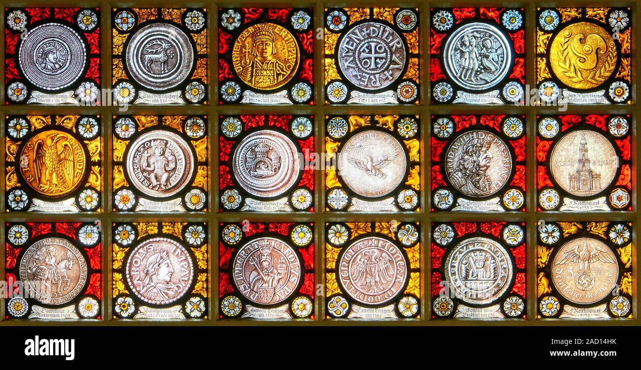 Old historical german coins on glass Stock Photo - Alamy