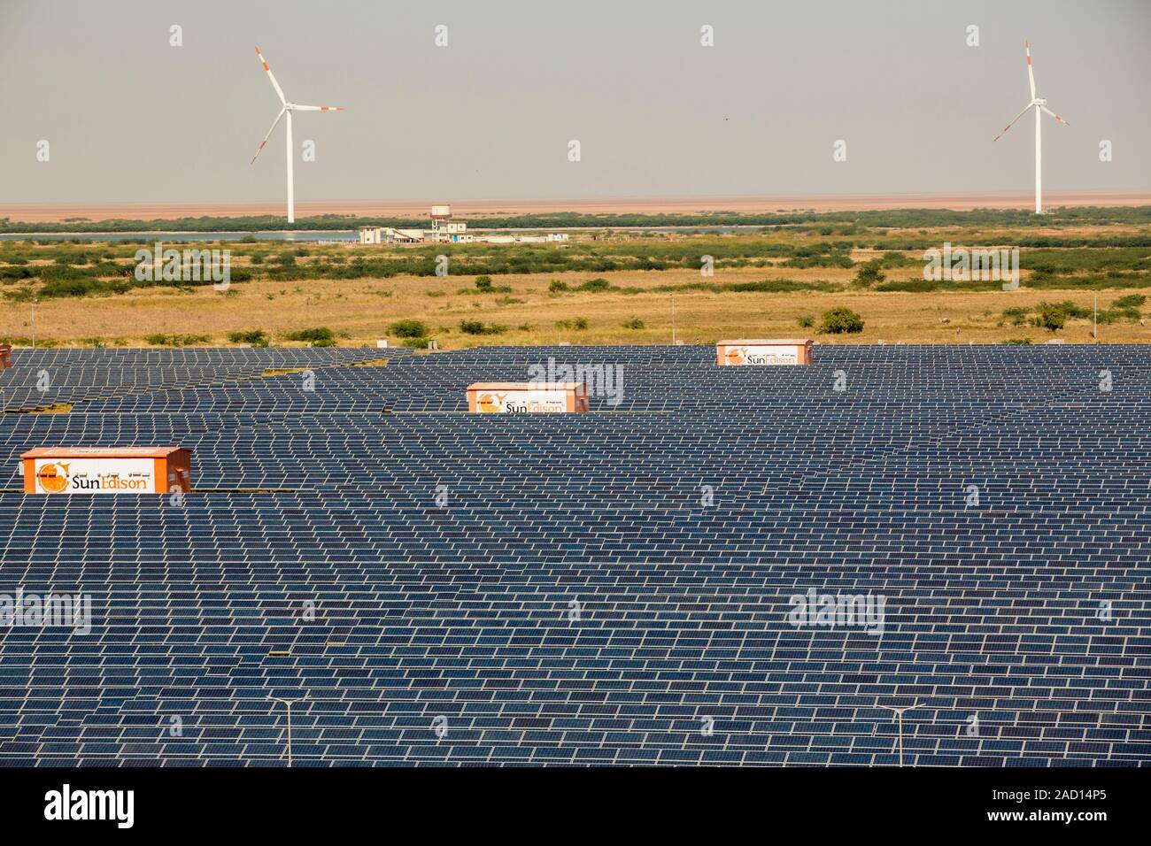 Asia's largest solar power station, the Gujarat Solar Park, in Gujarat ...