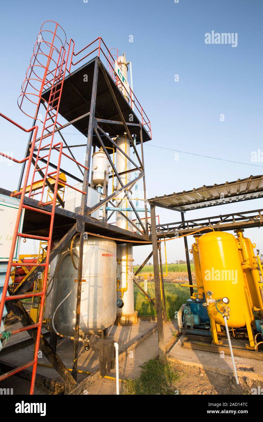 Biogas pant. The gas is made from food waste and animal manure and used ...