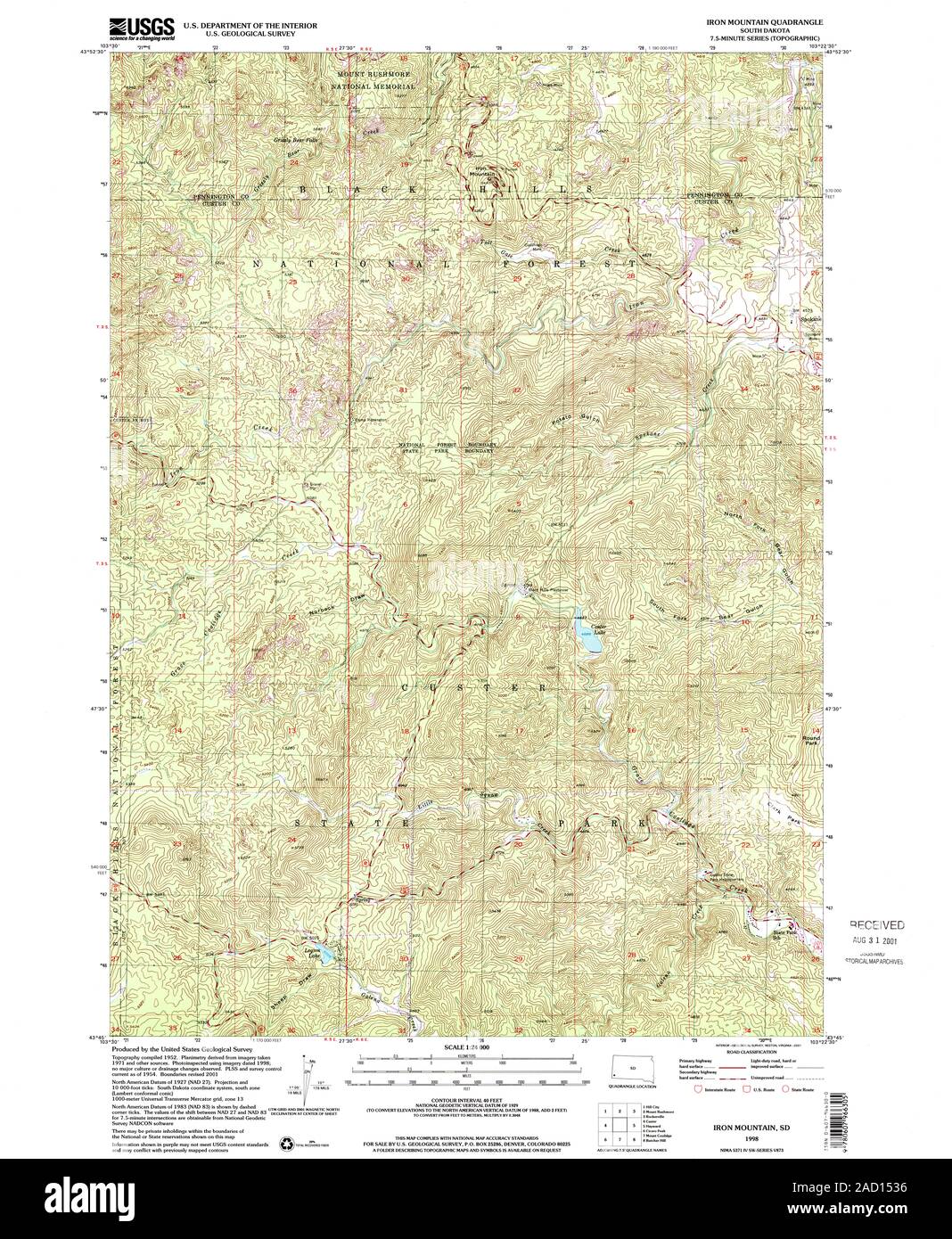 USGS TOPO Map South Dakota SD Iron Mountain 343475 1998 24000 ...