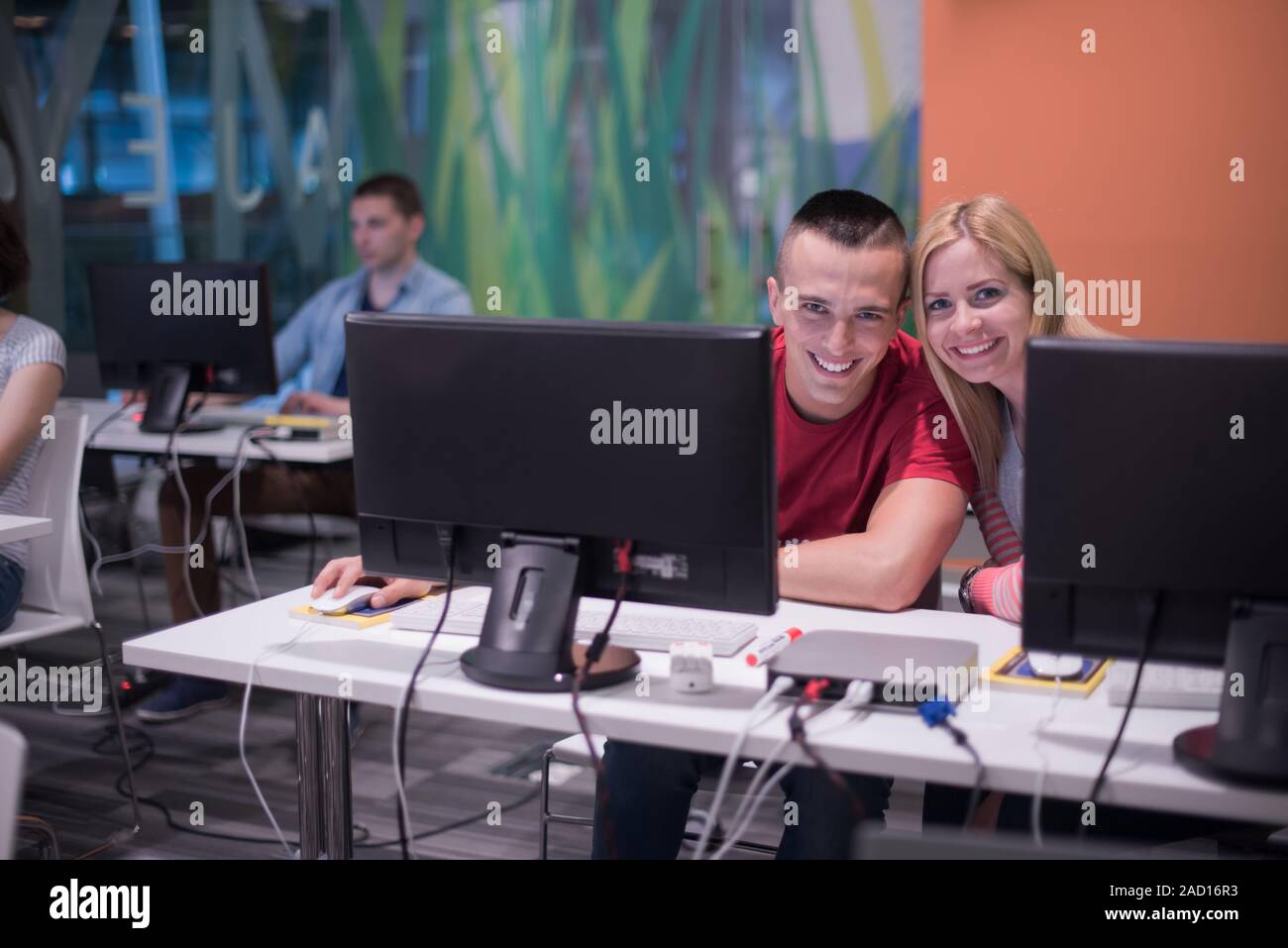 technology students group in computer lab school classroom Stock Photo - Alamy