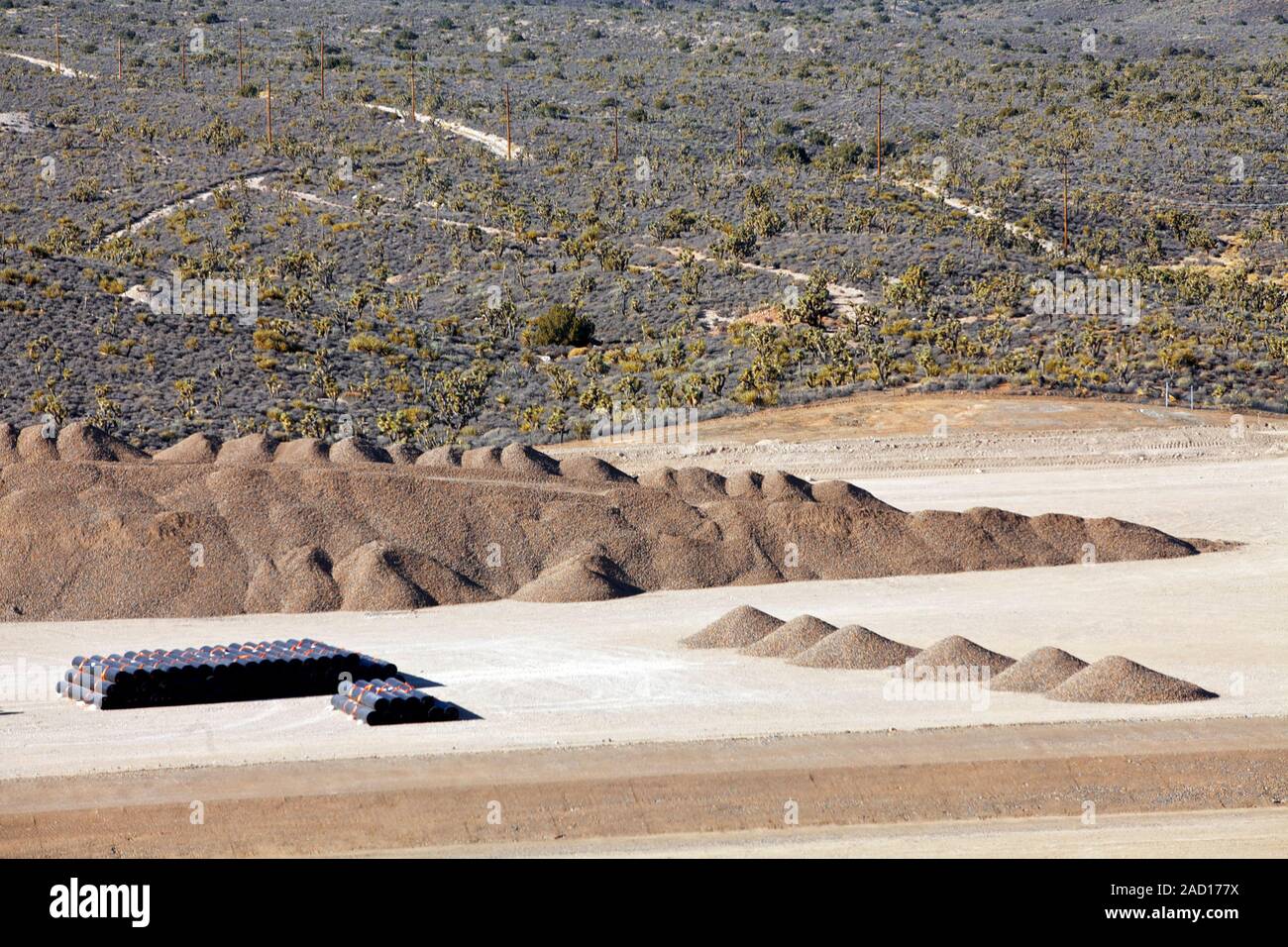 Mountain Pass rare earth mine. Storage area for waste minerals produced ...