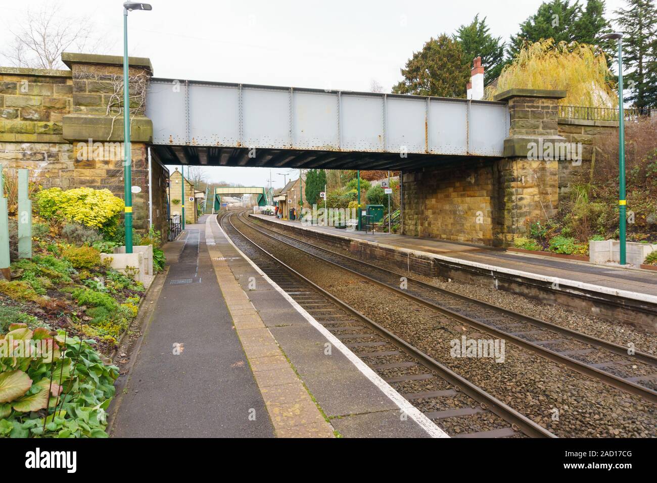 Chirk rural railway station tracks and platform on the main line ...