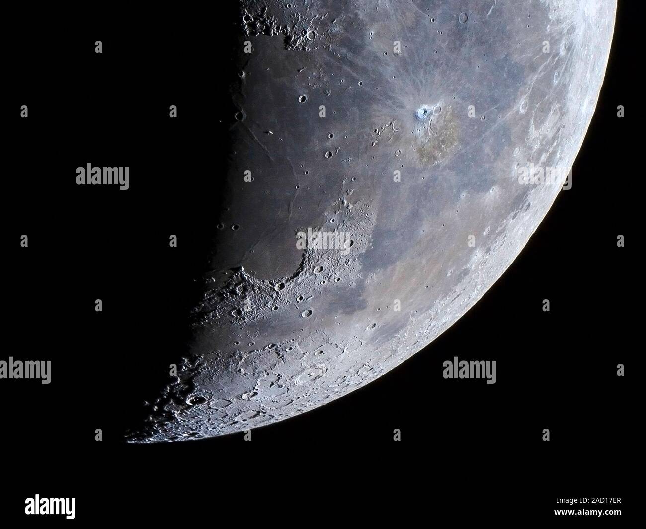 Surface of the Moon. Optical image of the moon during the last quarter ...