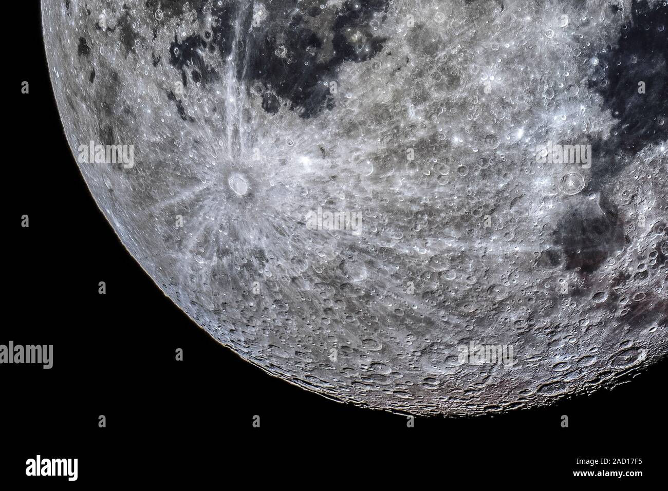 Surface of the Moon. Optical image of the moon during, showing densely ...