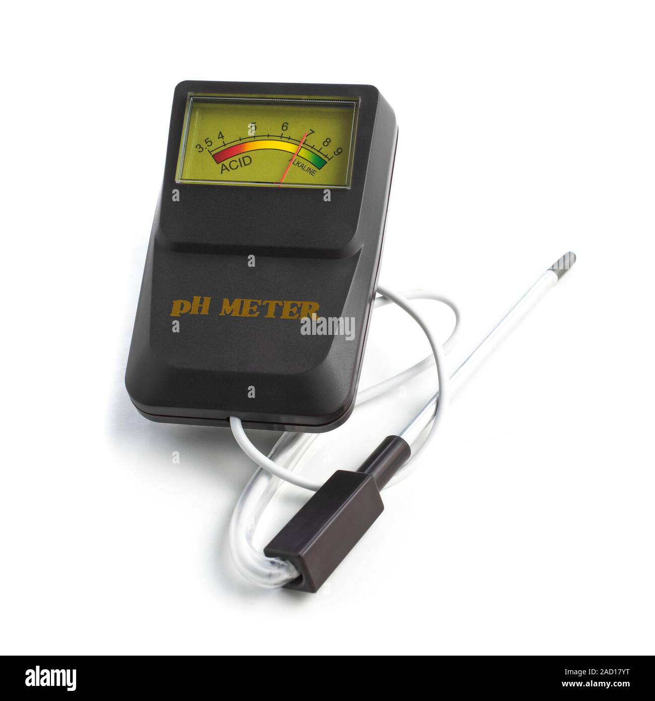 A pH meter. This measures the concentration of hydrogen ions in an ...