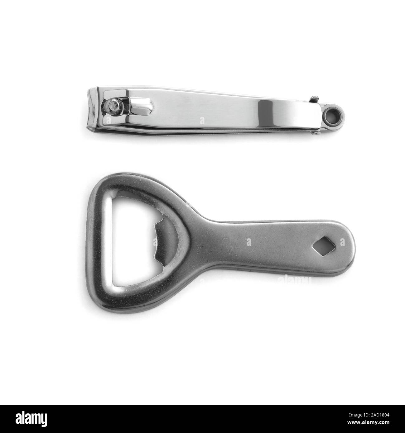 Simple machines. A pair of nail clippers and a bottle opener, two ...