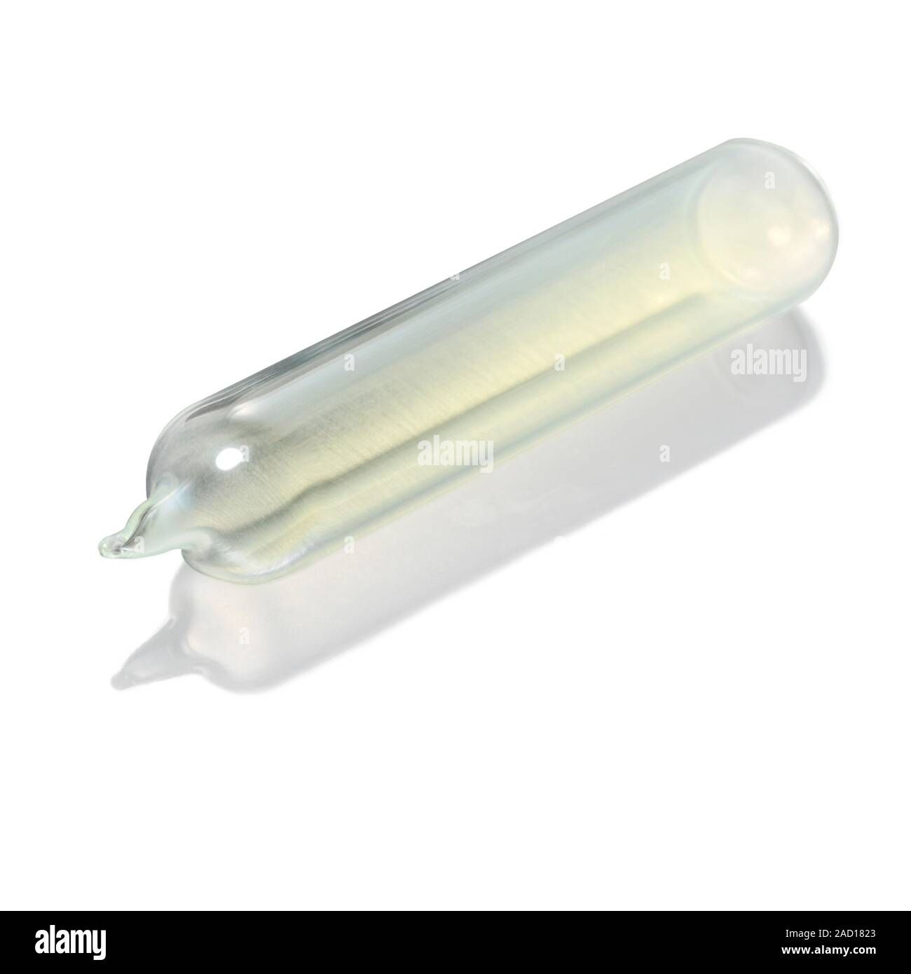 A glass vial containing a sample of chlorine. Chlorine is a yellowish ...