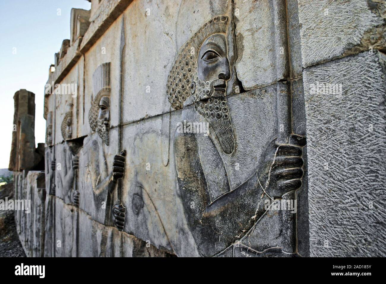 Bas-relief, Persepolis. Close-up of a bas-relief in Apadana palace ...